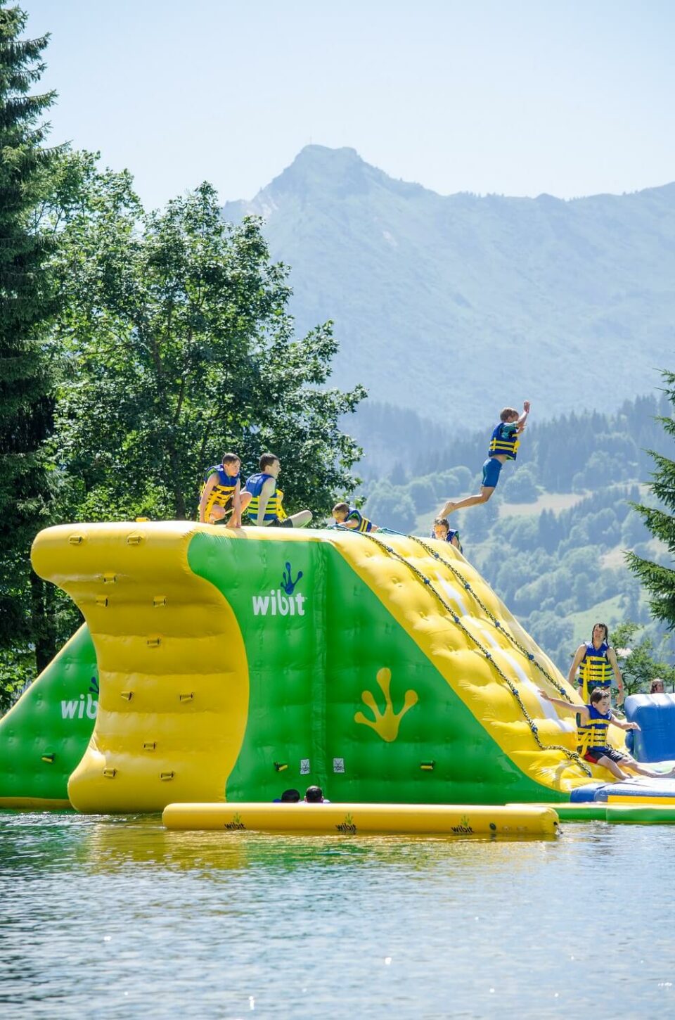 Inflatable Water Park Wibit on the Lac des Ecoles in Les Gets